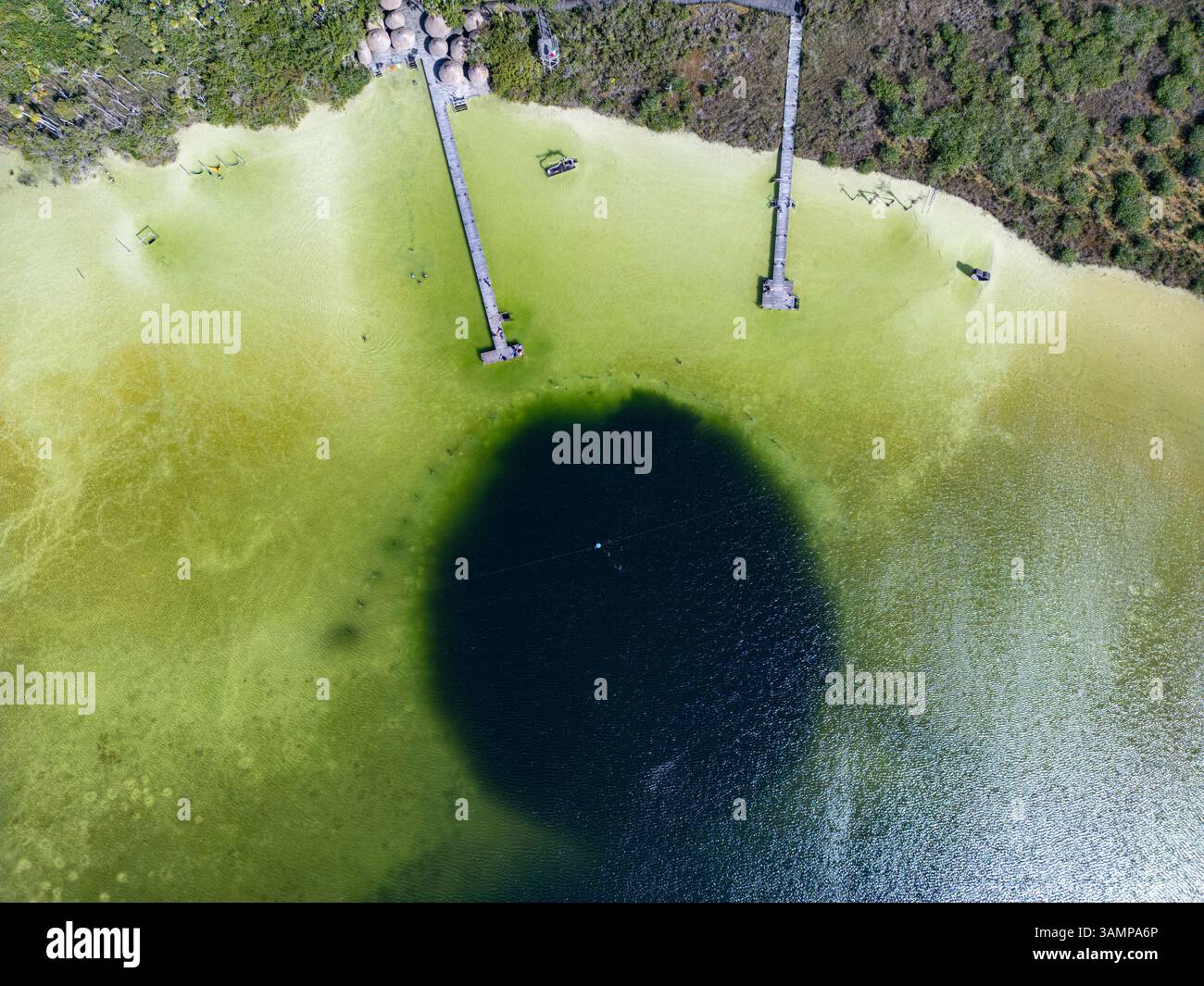 Aerial View of Jetties at Lagoon kaan luum, Tulum,Quintana Roo, Mexico ...