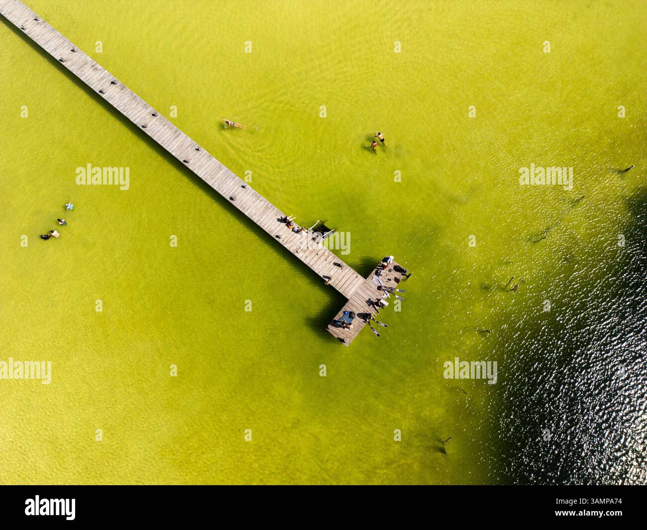 Aerial View of a Jetty at Lagoon kaan luum, Tulum, Quintana Roo, Mexico ...