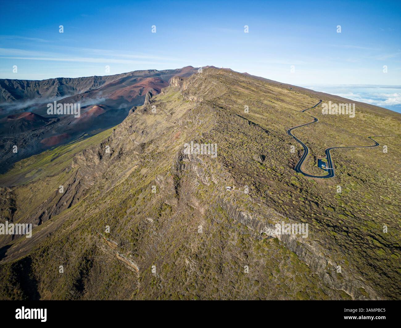 Aerial View of Haleakala Highway and Volcanos, Maui, Hawaii, United ...