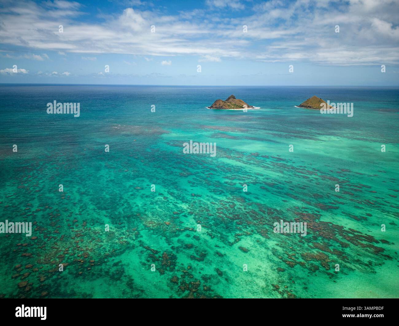 Aerial View of Mokulua Islands, Mokulua Dr, Kailua, Hawaii, United ...