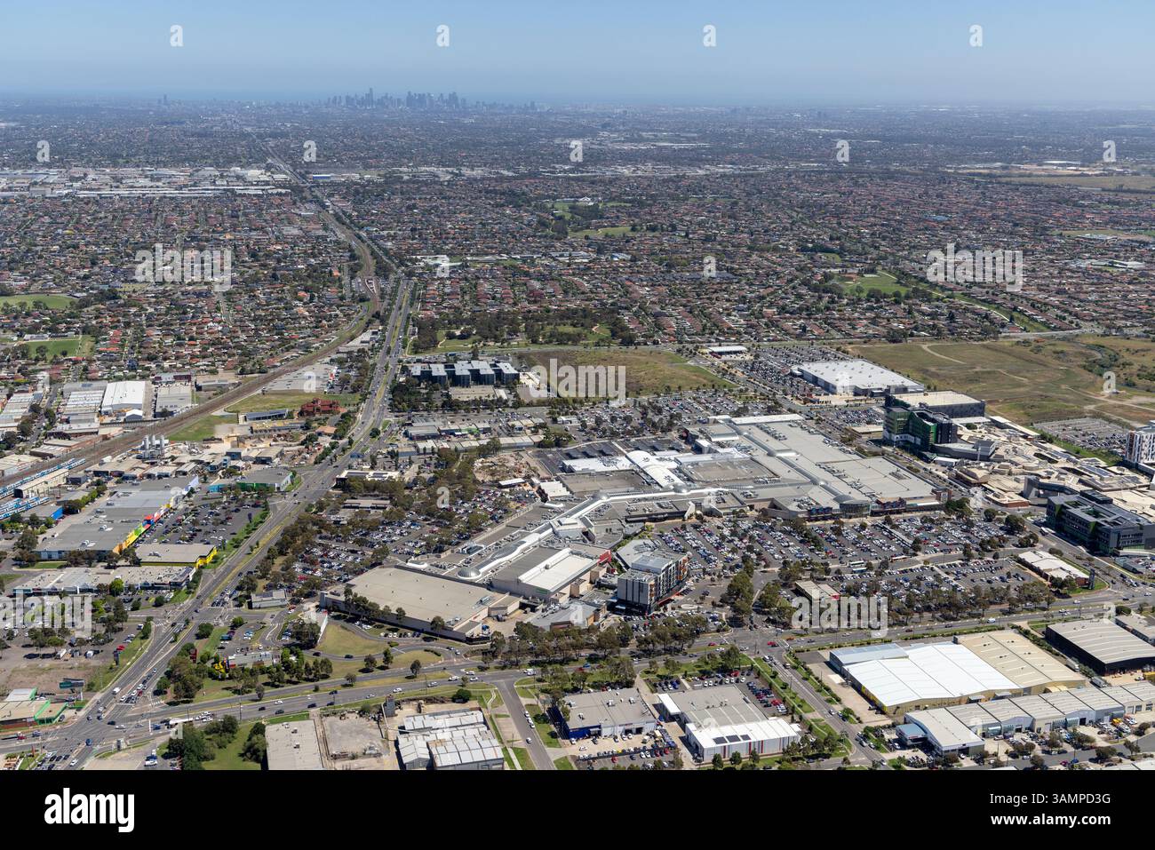 Aerial view of bustling cityscape with modern buildings and organized ...