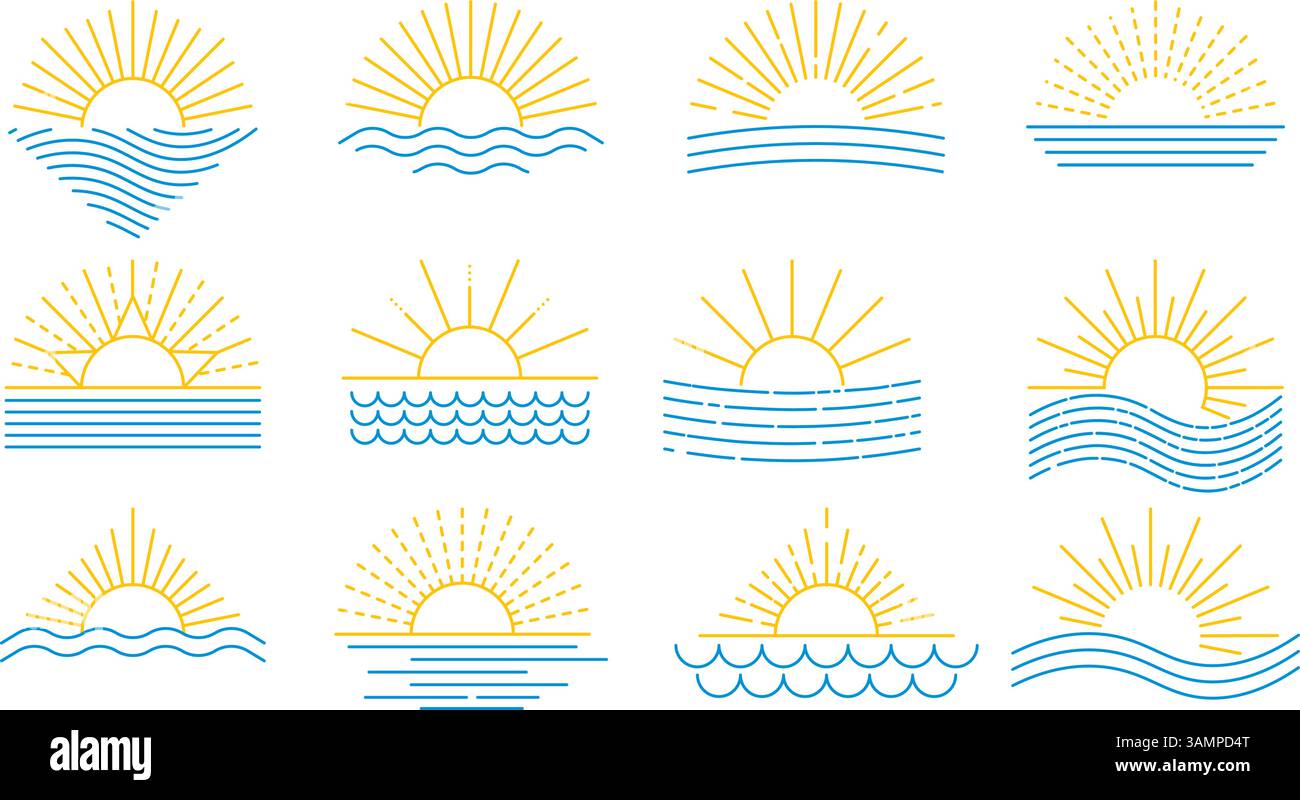 Sun sunburst sea wave Stock Vector Images - Alamy