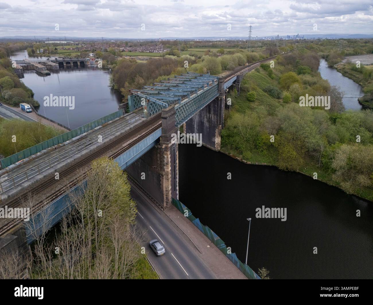 Aerial image of Irlam Railway Viaduct in Greater Manchester UK Stock ...
