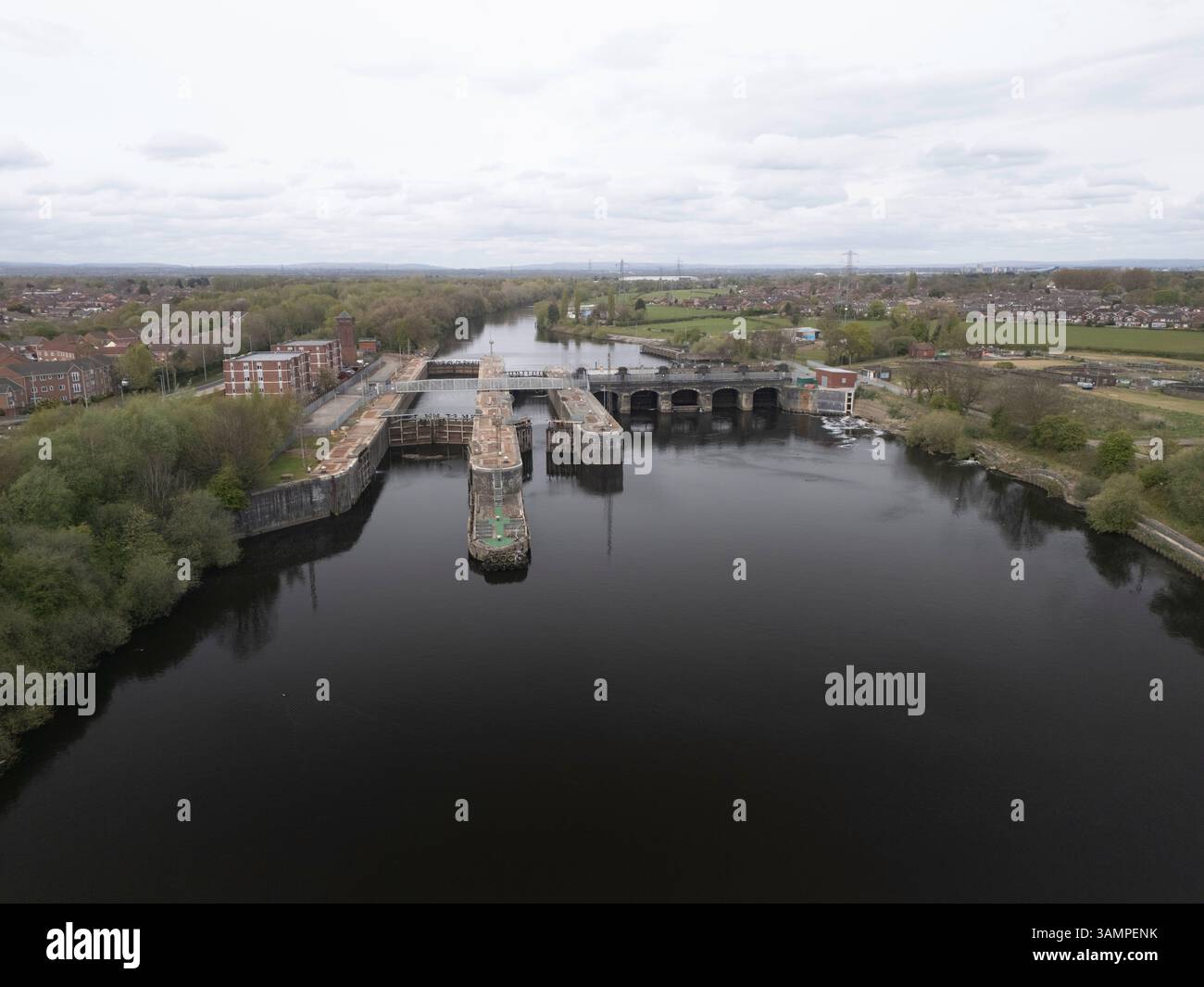 Aerial image of Irlam Locks and Manchester Shipping Canal Stock Photo ...