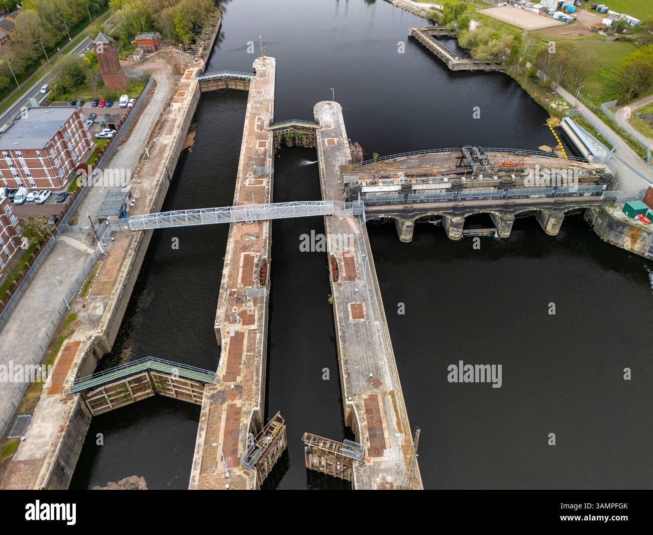 Aerial image of Irlam Locks and Manchester Shipping Canal Stock Photo ...