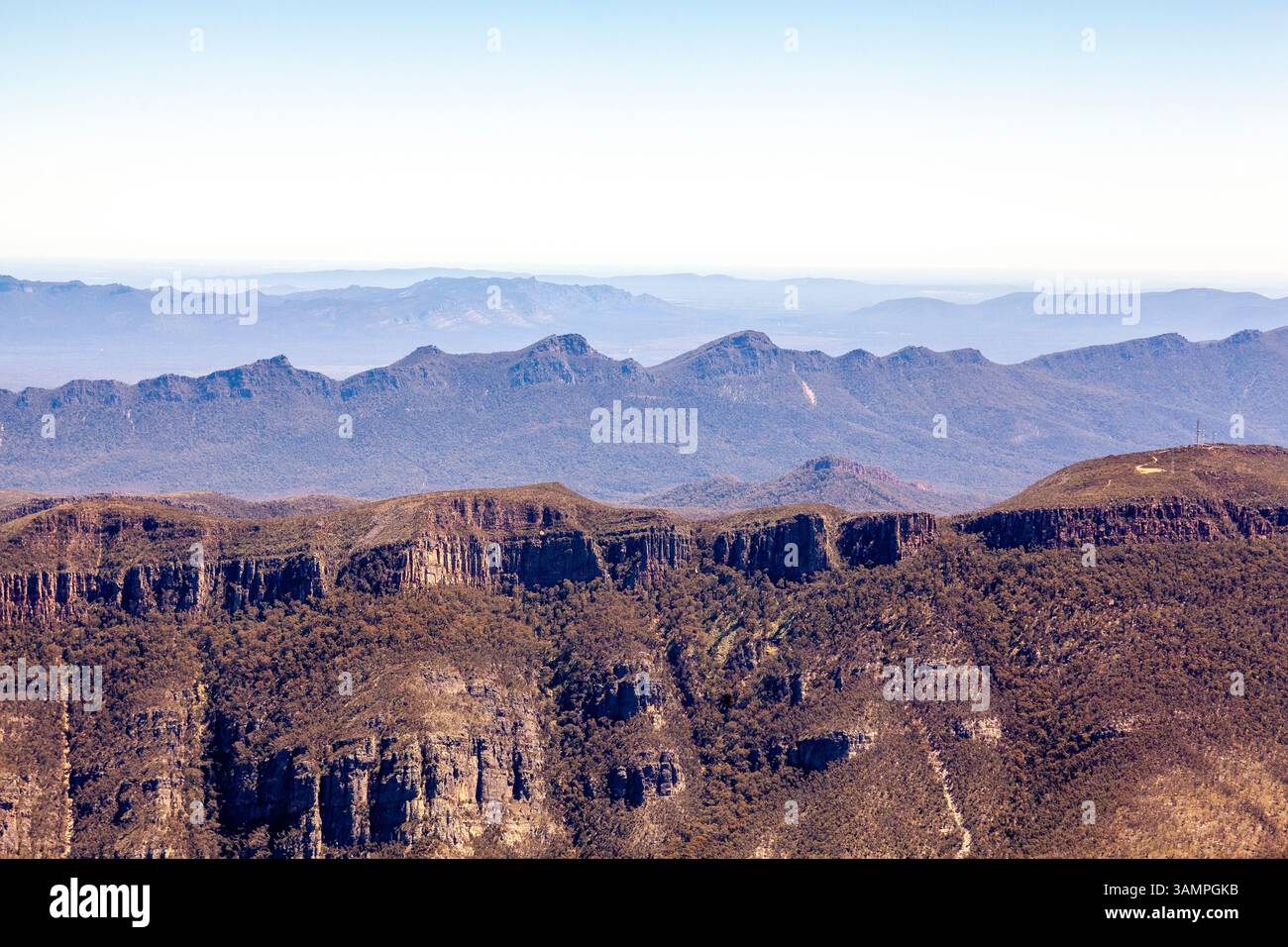 Aerial view of majestic mountains and rugged ridges in a breathtaking ...