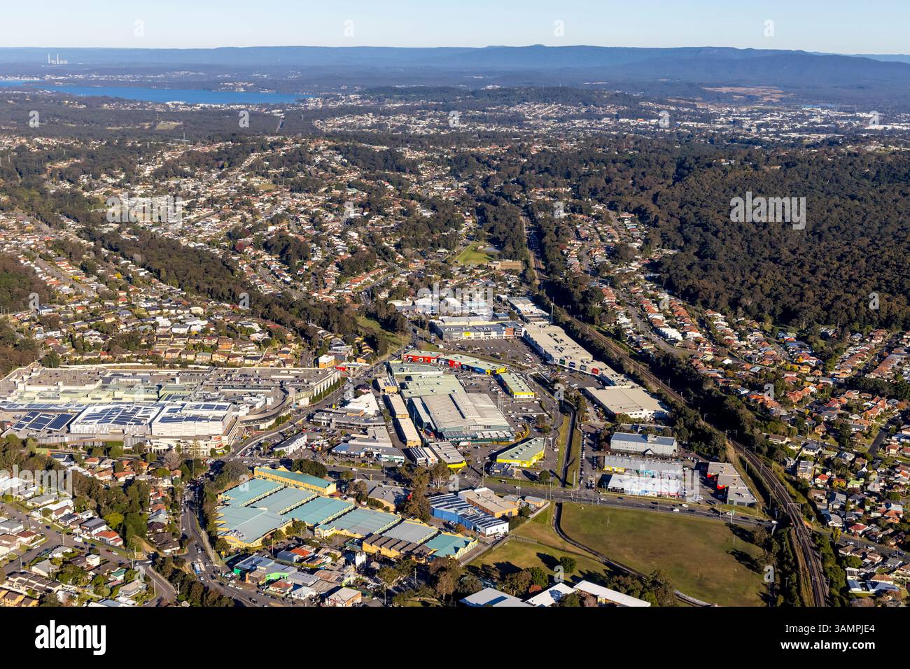 Aerial view of a city Mall in Newcastle, New South Wales, Australia ...