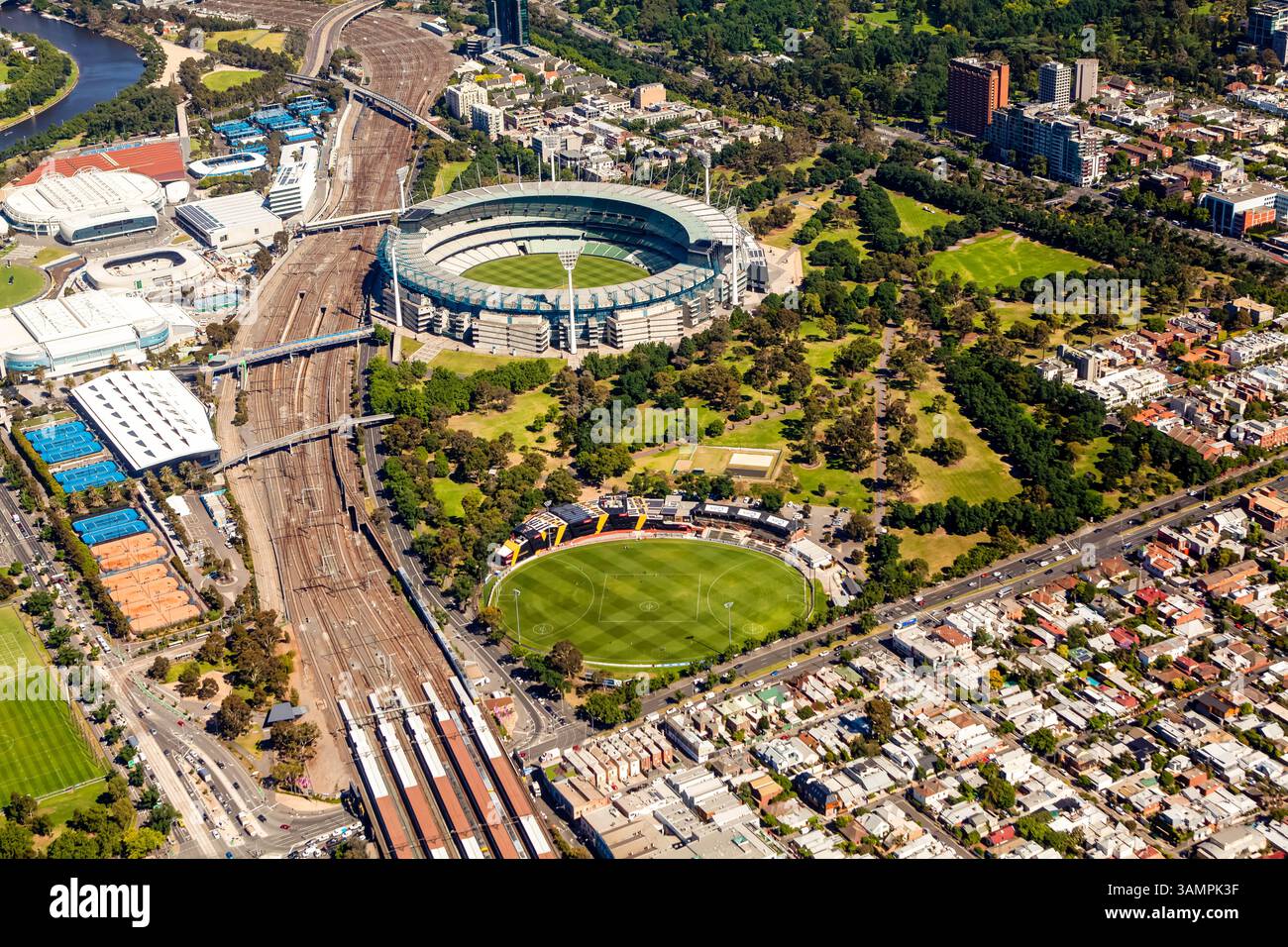 Aerial view of the Melbourne Sports Precinct inclusing the MCG in ...