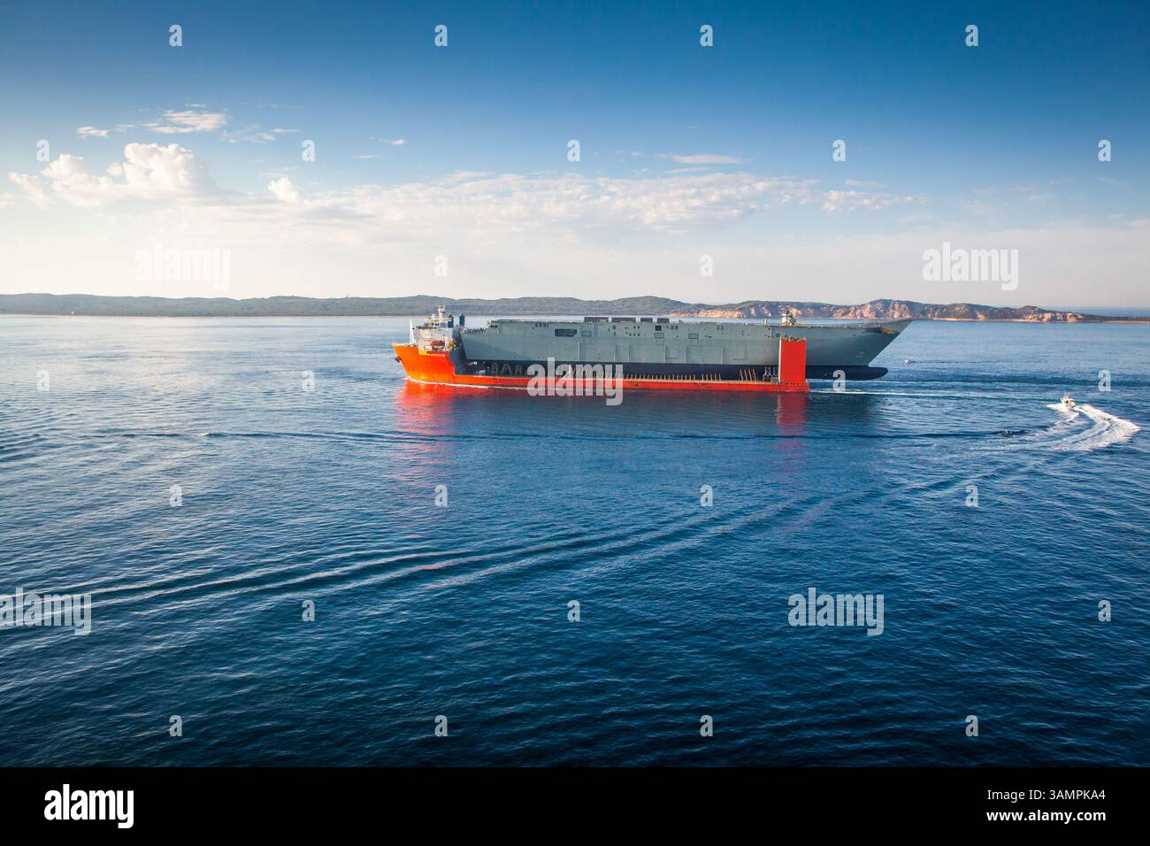 Aerial view of a heavy lift shipping vessel at Port Phillip Bay in ...