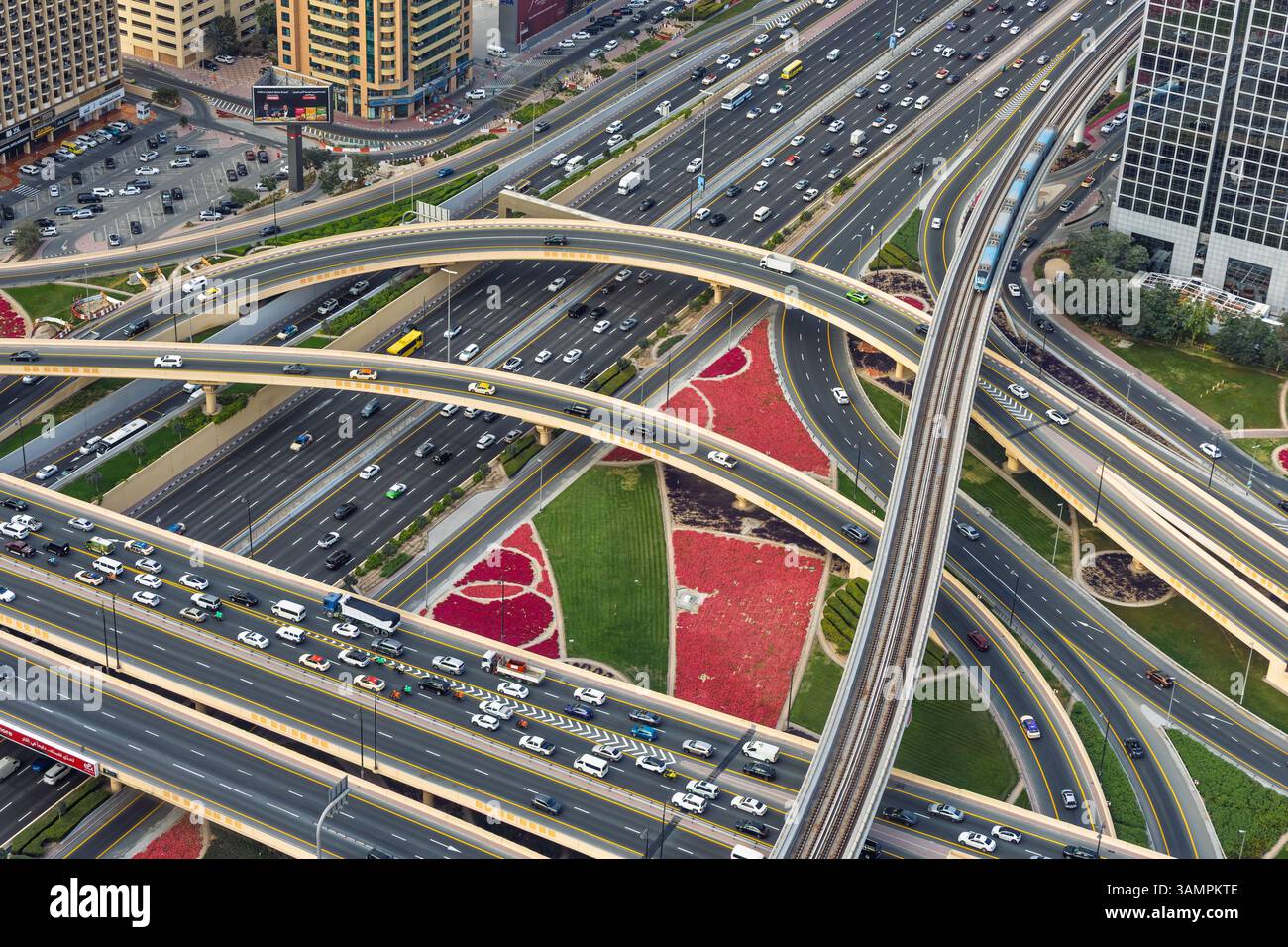 Dubai, United Arab Emirates. February 13, 2025. Aerial view of busy ...