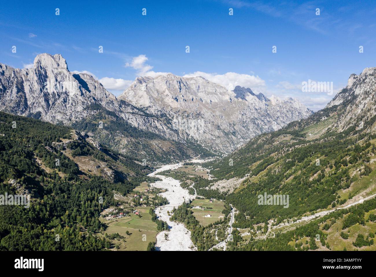 Aerial view of Valbona valley in north of Albania Stock Photo - Alamy