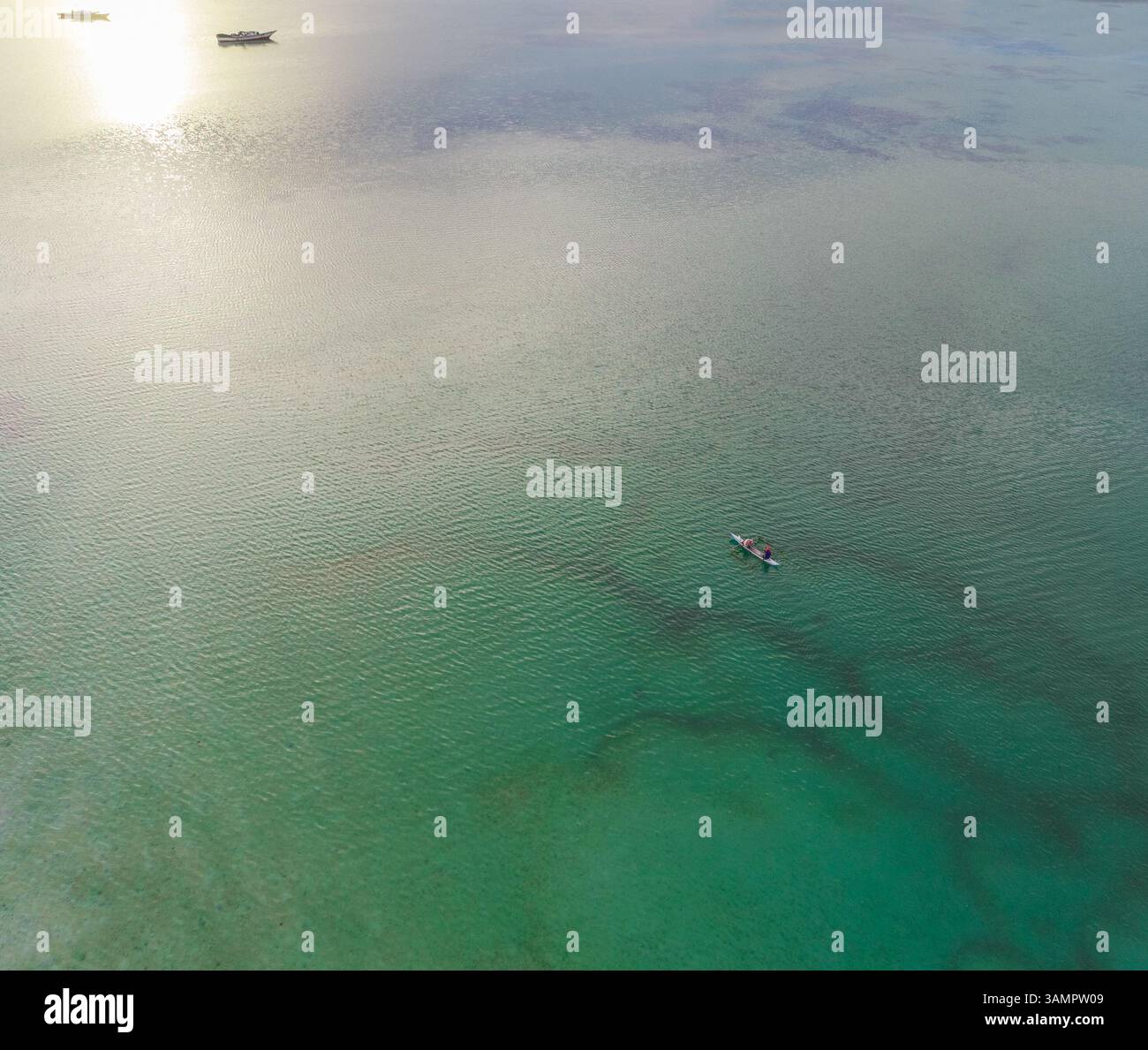 Aerial view of people in kayak near Borja Bridge, Dauis, Philippines ...