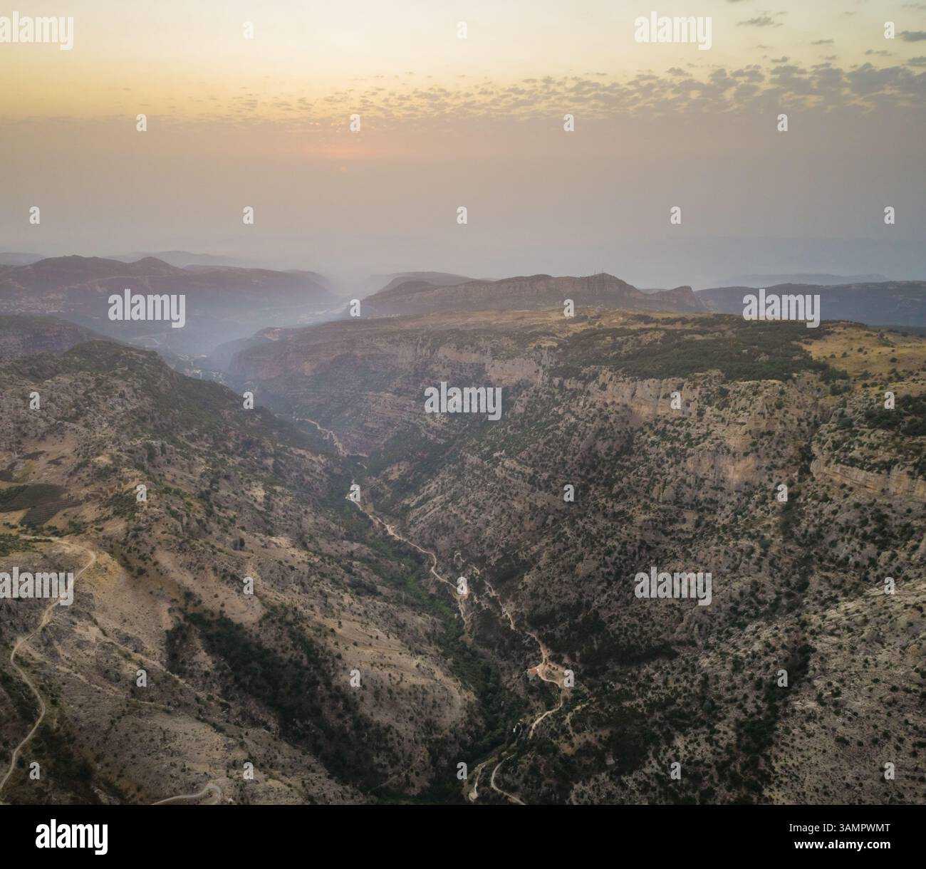 Aerial view of misty rocky mountains, Lebanon Stock Photo - Alamy