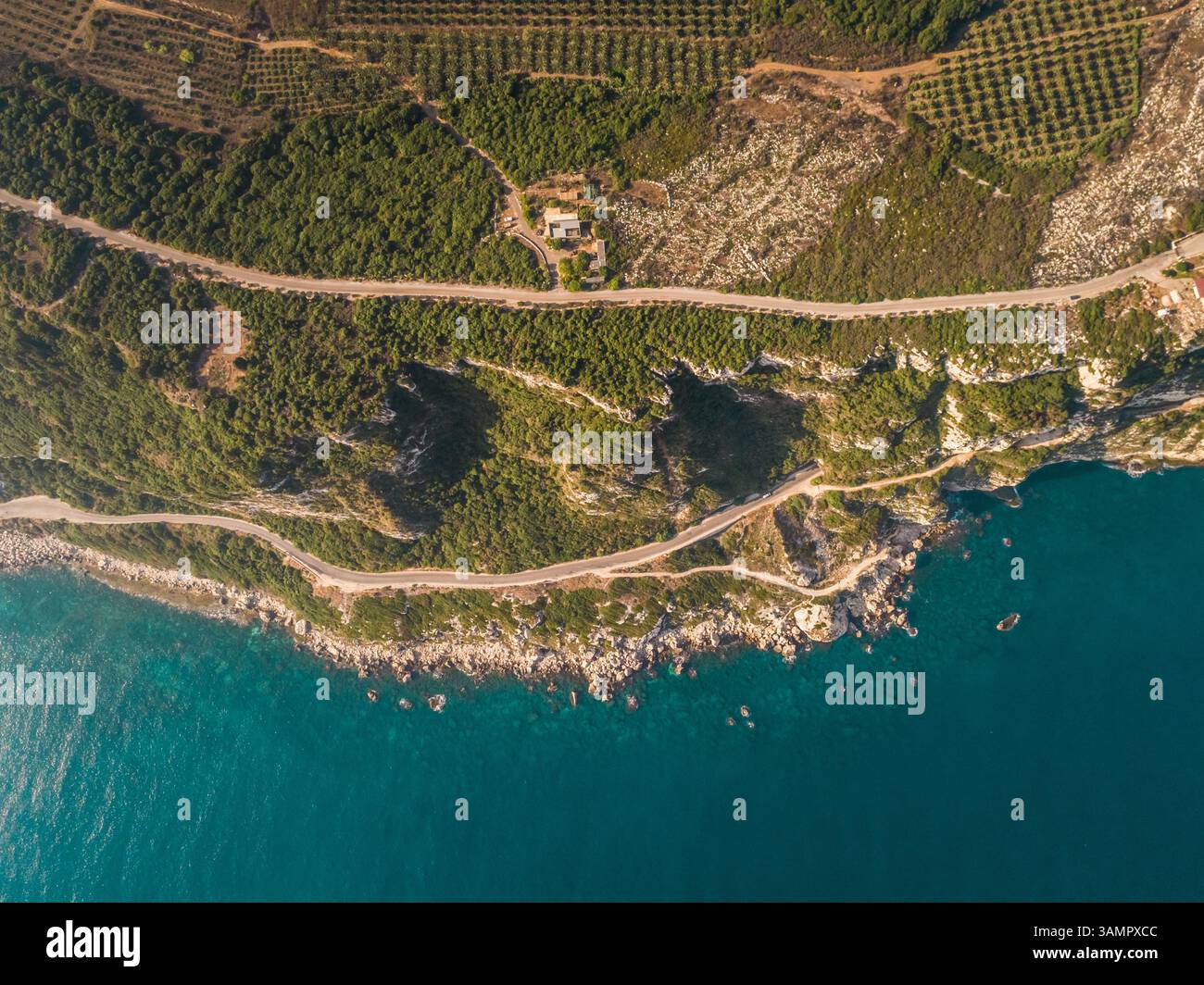 Aerial view of roads on the sea side in Batroun, Lebanon Stock Photo ...