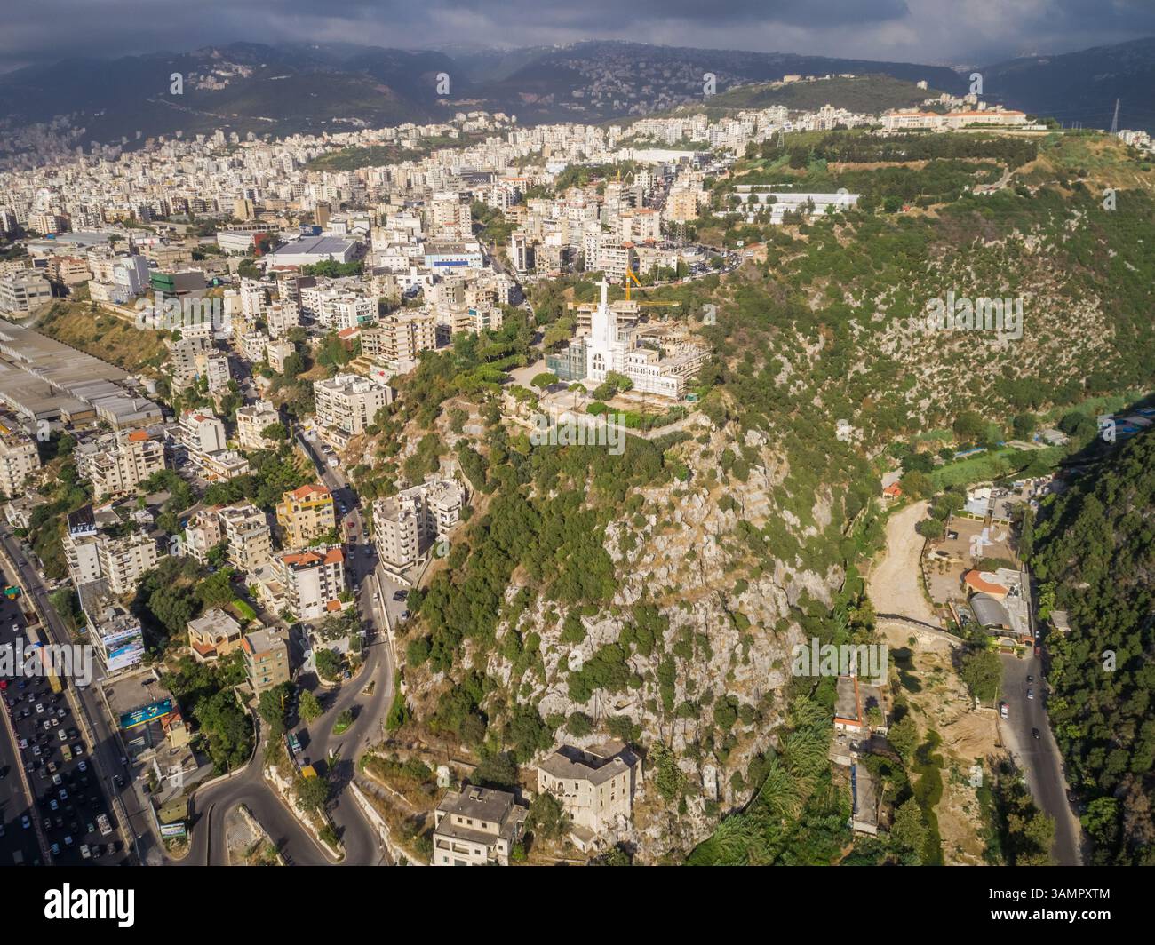 Aerial view of the Christ statue in Keserwan District in Lebanon Stock ...