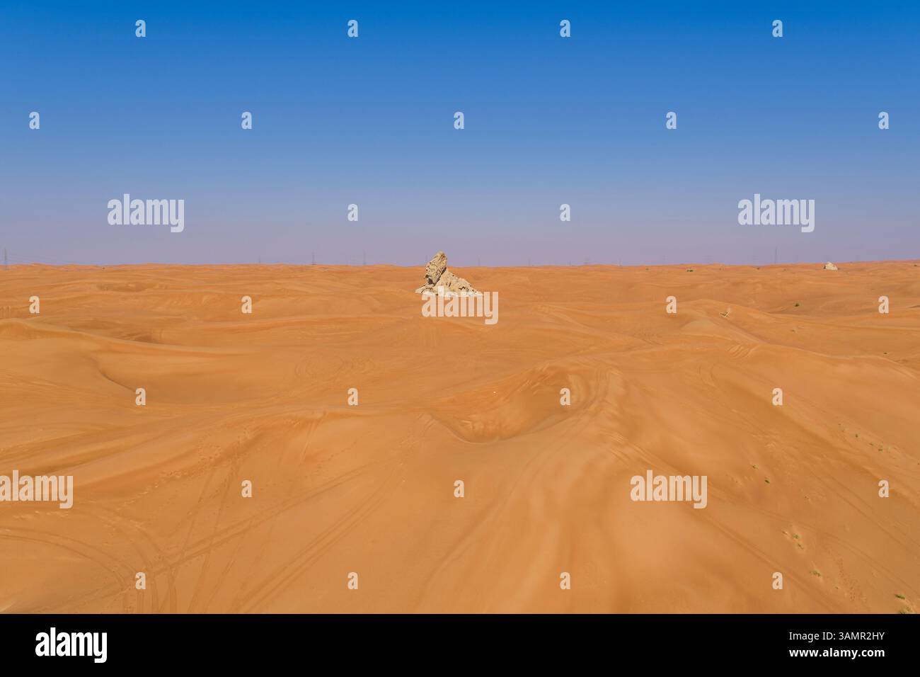 Aerial view of the Sphinx, a rock formation in the desert near Sharjah ...