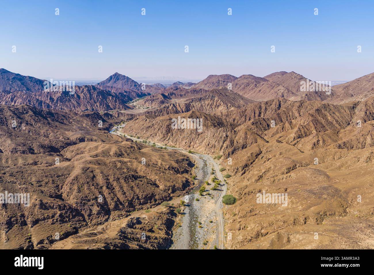 Aerial view of Wadi Shawqa, a canyon in the desert near Dubai, United ...