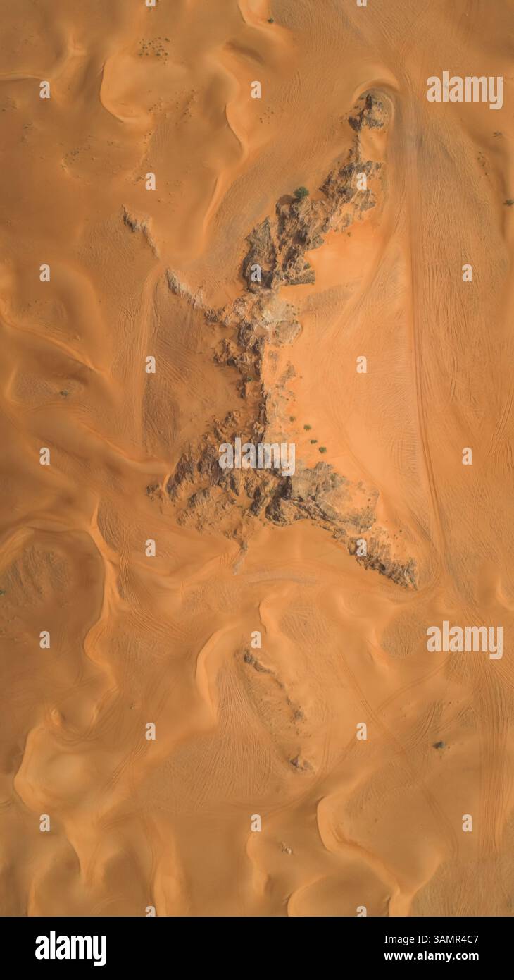 Aerial view of the Camel Rock Desert Safari in UAE Stock Photo - Alamy