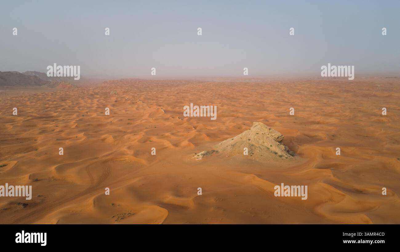 Aerial view of the Camel Rock Desert Safari in UAE Stock Photo - Alamy