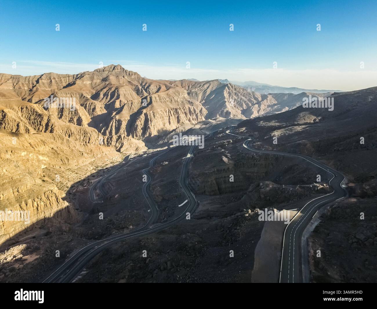 Aerial view of Jebel Jais rocky mountains in Ras Al Khaimah, United ...