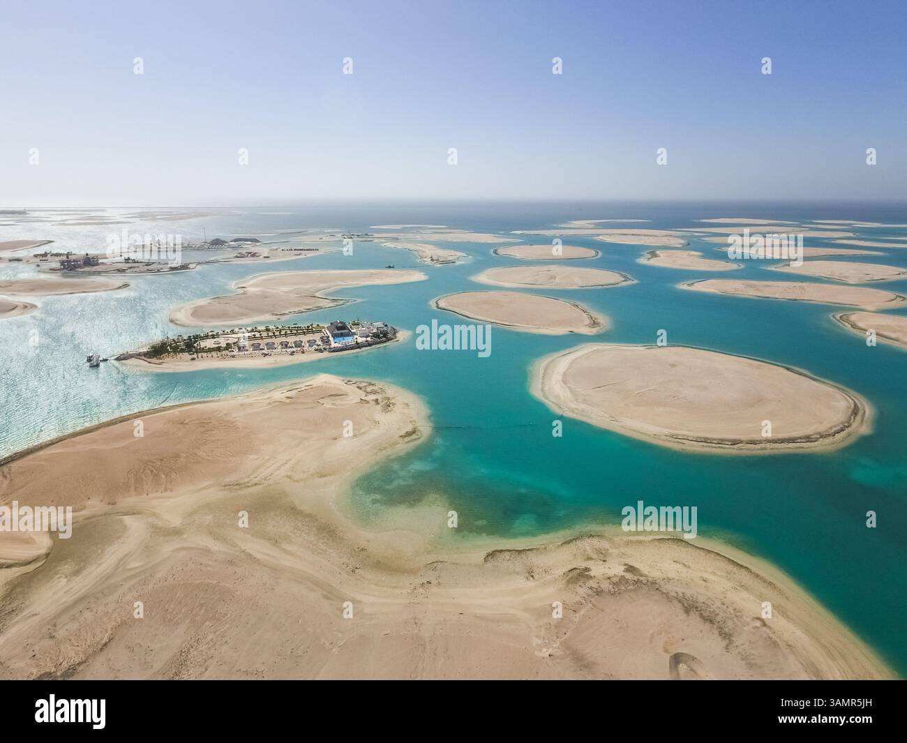 DUBAI, UNITED ARAB EMIRATES - 1 May 2016 : Aerial view of The World ...
