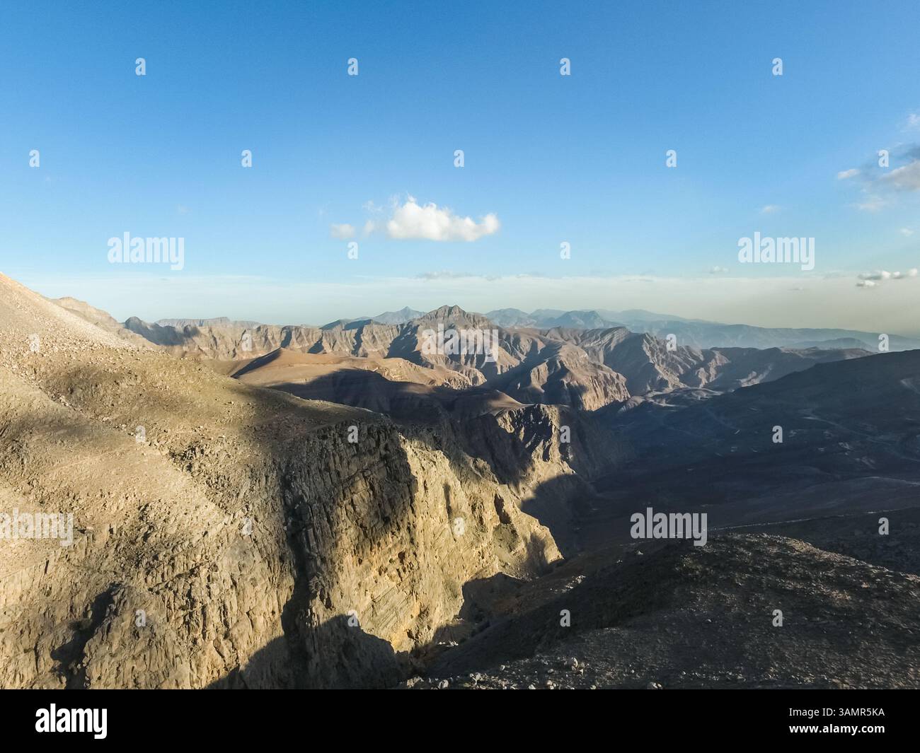 Aerial view of Jebel Jais rocky mountains in Ras Al Khaimah, United ...