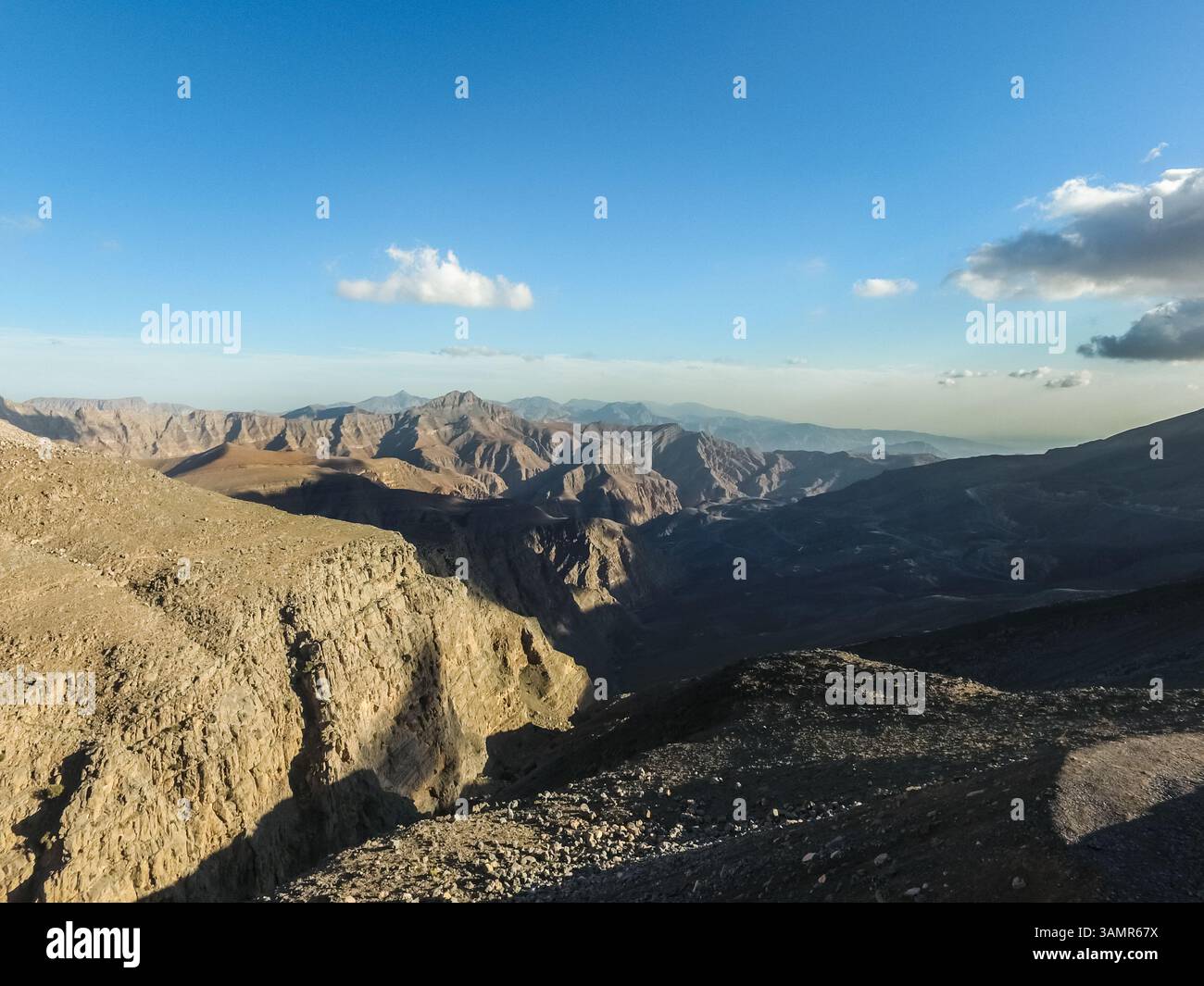 Aerial view of Jebel Jais rocky mountains in Ras Al Khaimah, United ...