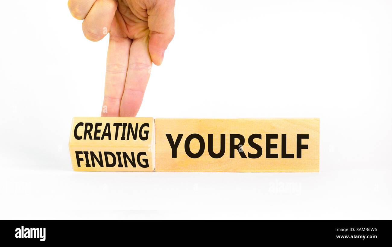 Finding or creating yourself symbol. Concept words Finding yourself or ...