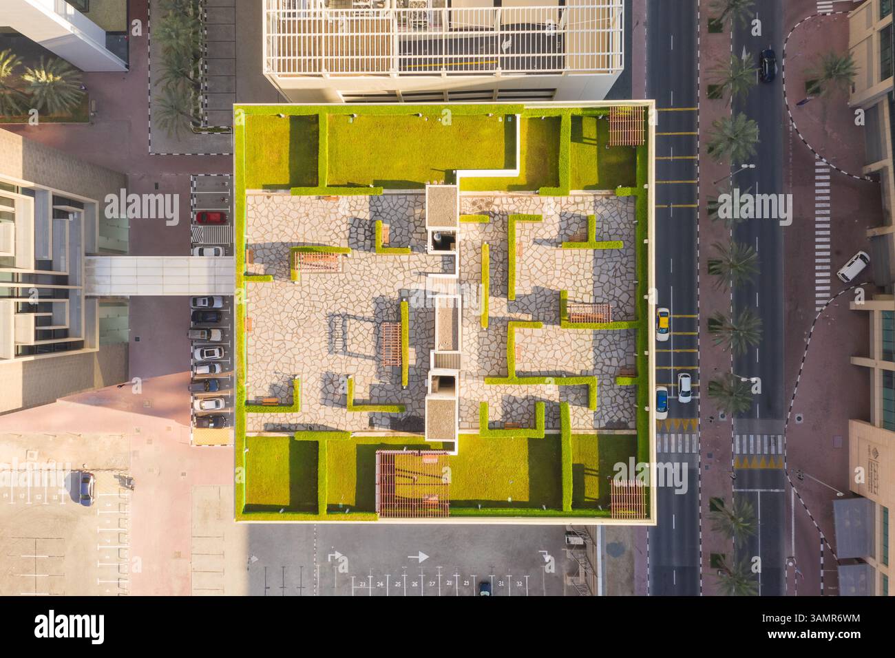Aerial view of a roof of an apartment Dubai, United Arab Emirates Stock ...