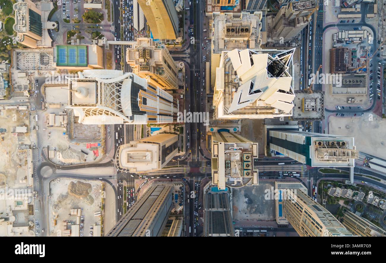Aerial view above of Princess Tower skyscraper, Dubai, U.A.E Stock ...
