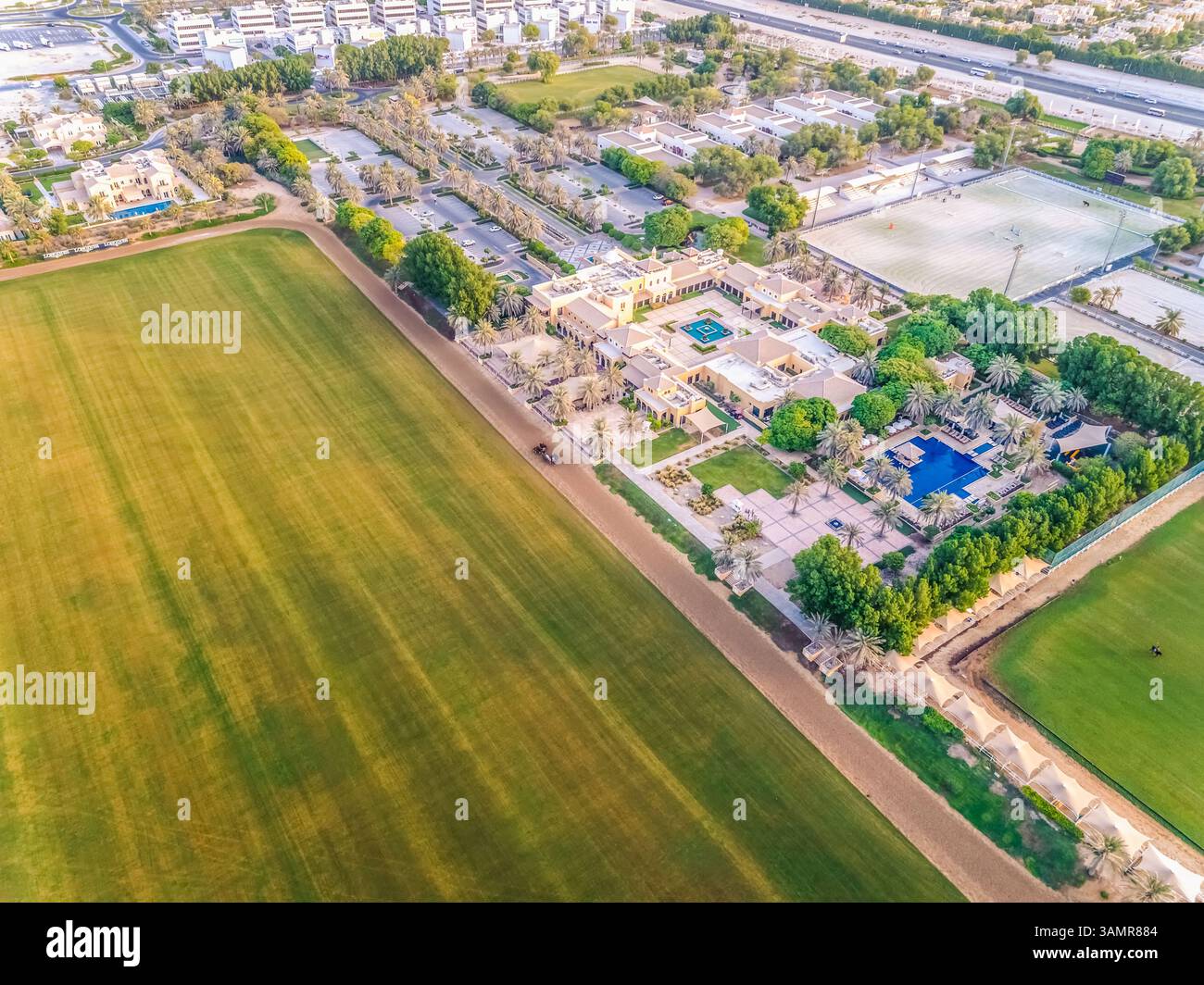 Aerial view of Dubai Polo & Equestrian Club, Dubai, U.A.E Stock Photo ...