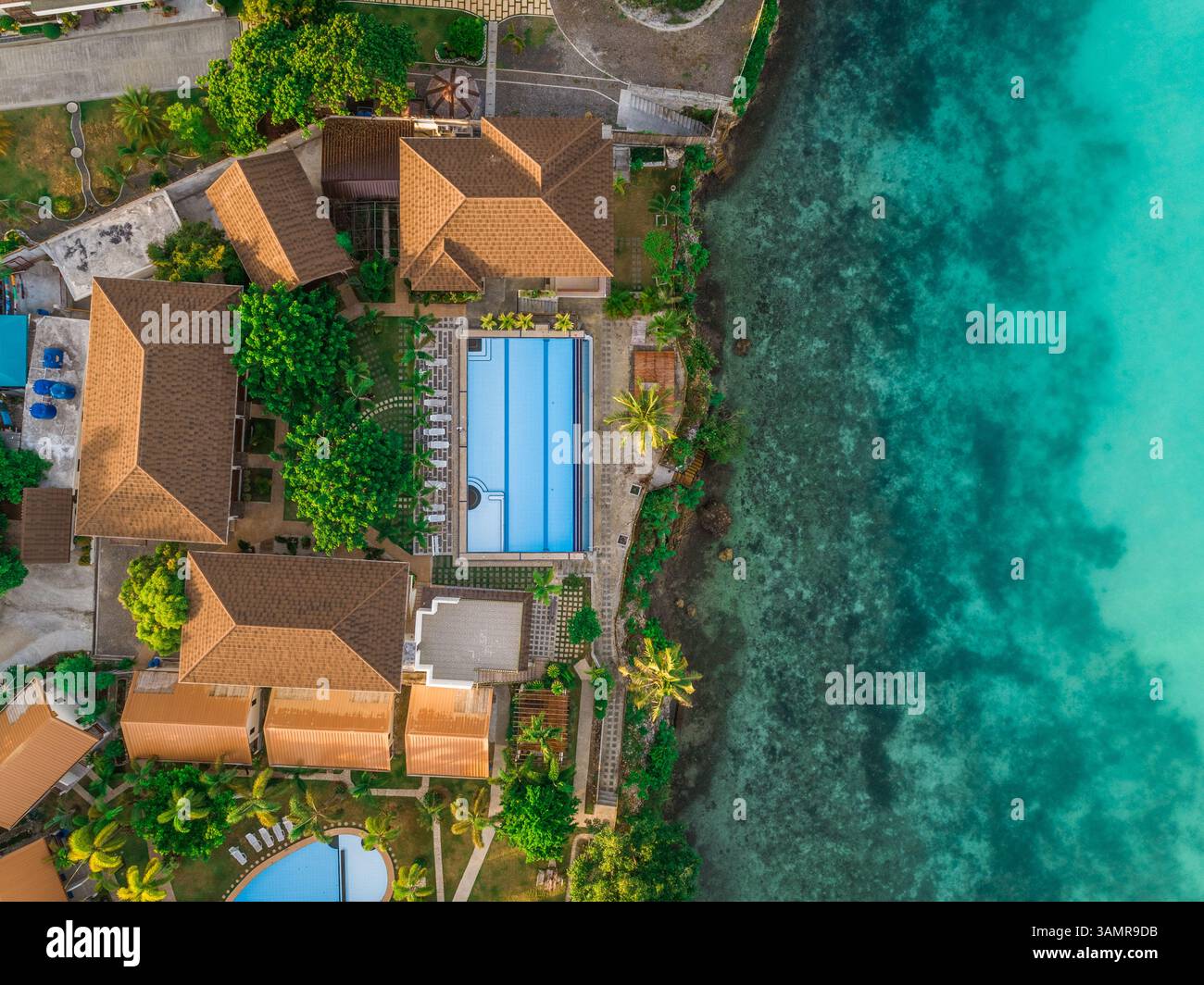 Aerial view of luxurious house with swimming pool, Tagbilaran ...