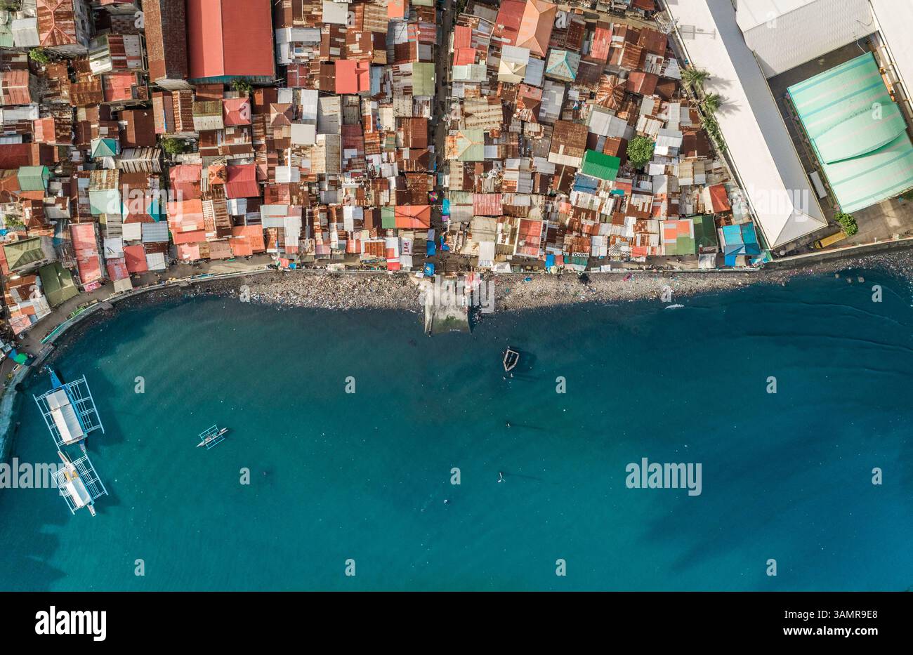 Aerial view of Cebu city residential district and harbour, Philippines ...