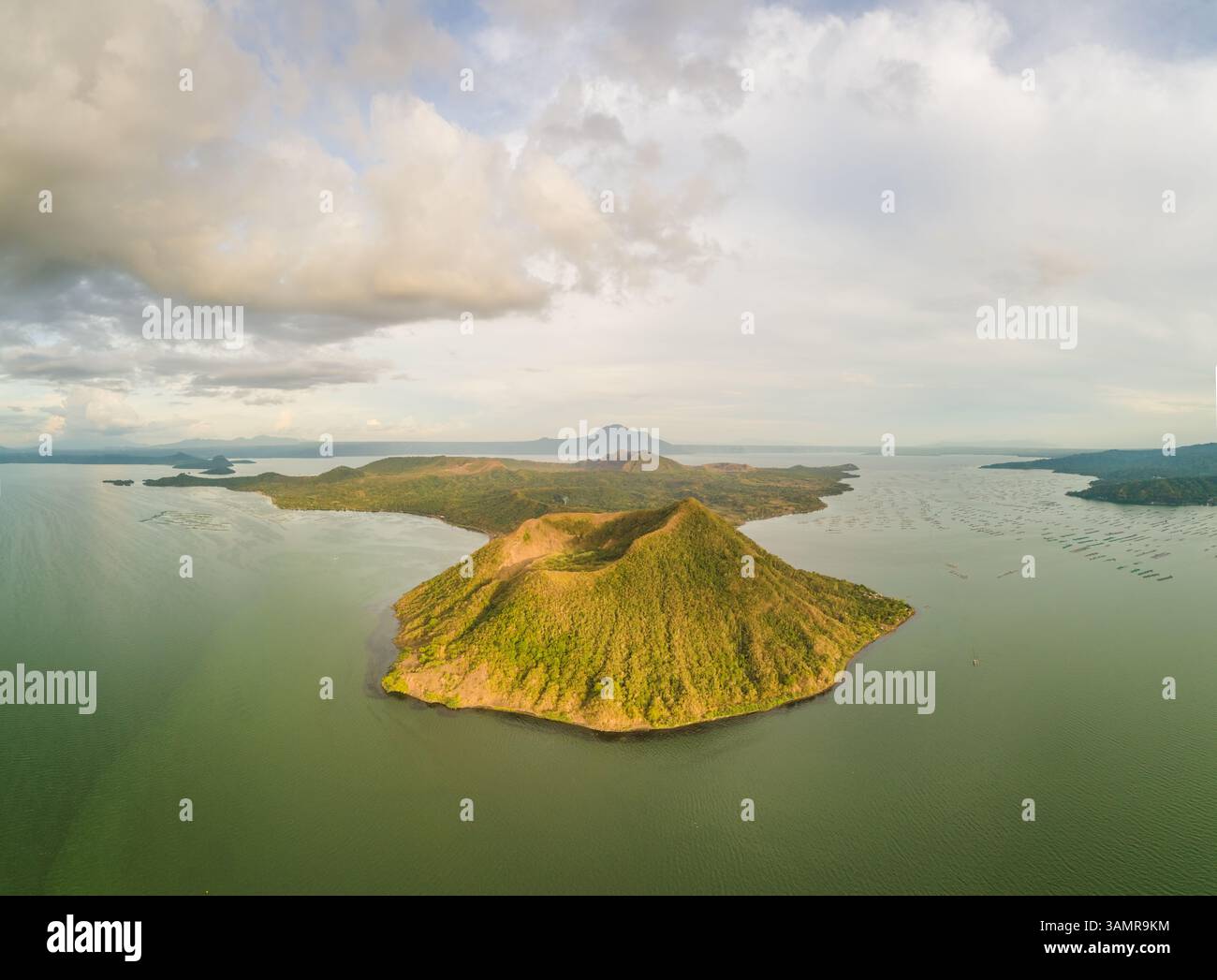 Aerial view of Taal volcano in Volcano Island, Talisay, Philippines ...