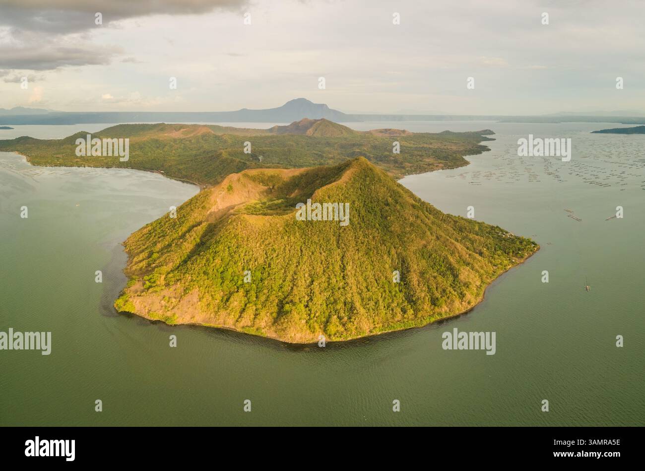 Aerial view of Taal volcano in Volcano Island, Talisay, Philippines ...