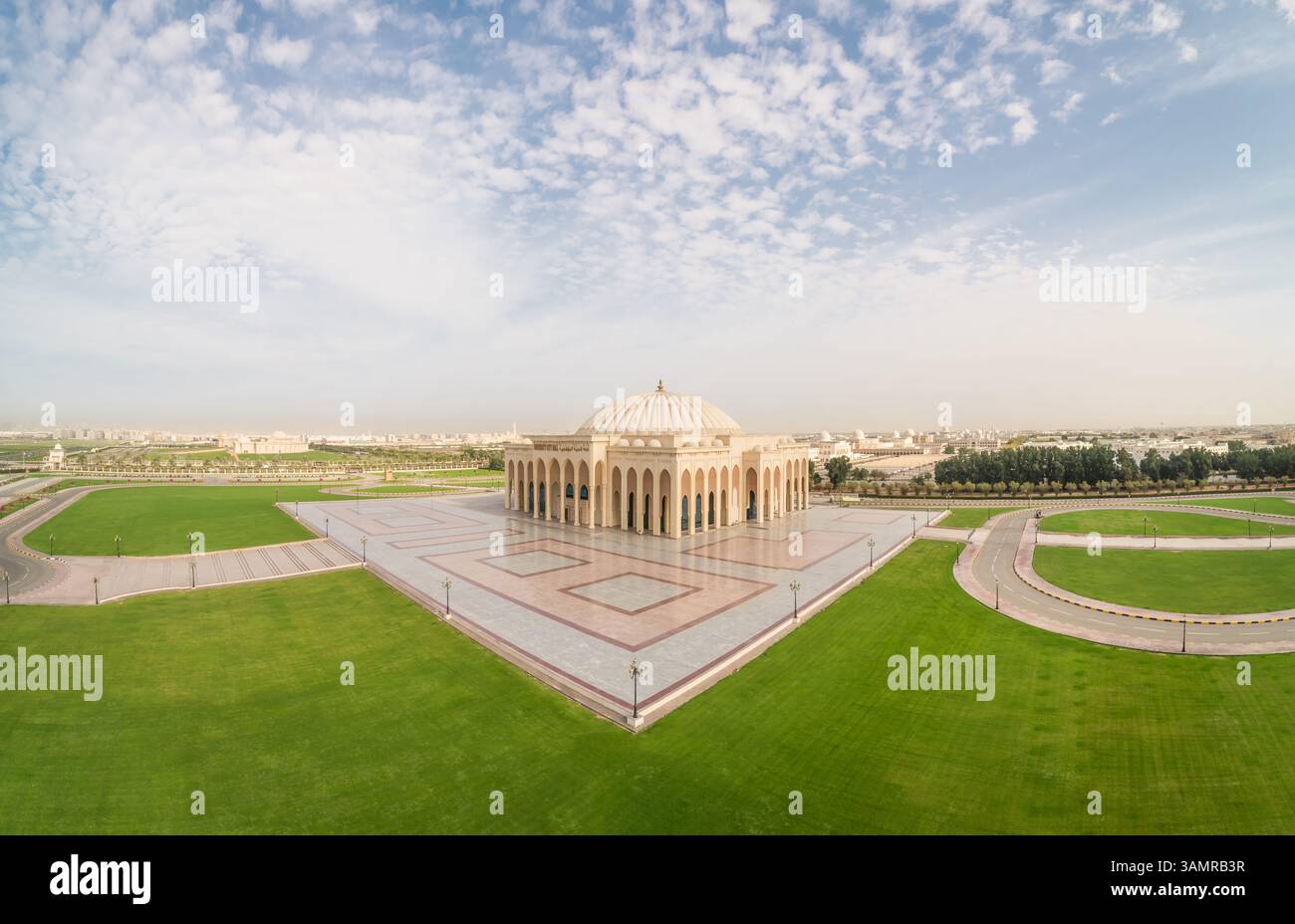 Aerial view of arabic building in University City, Sharjah, UAE Stock ...