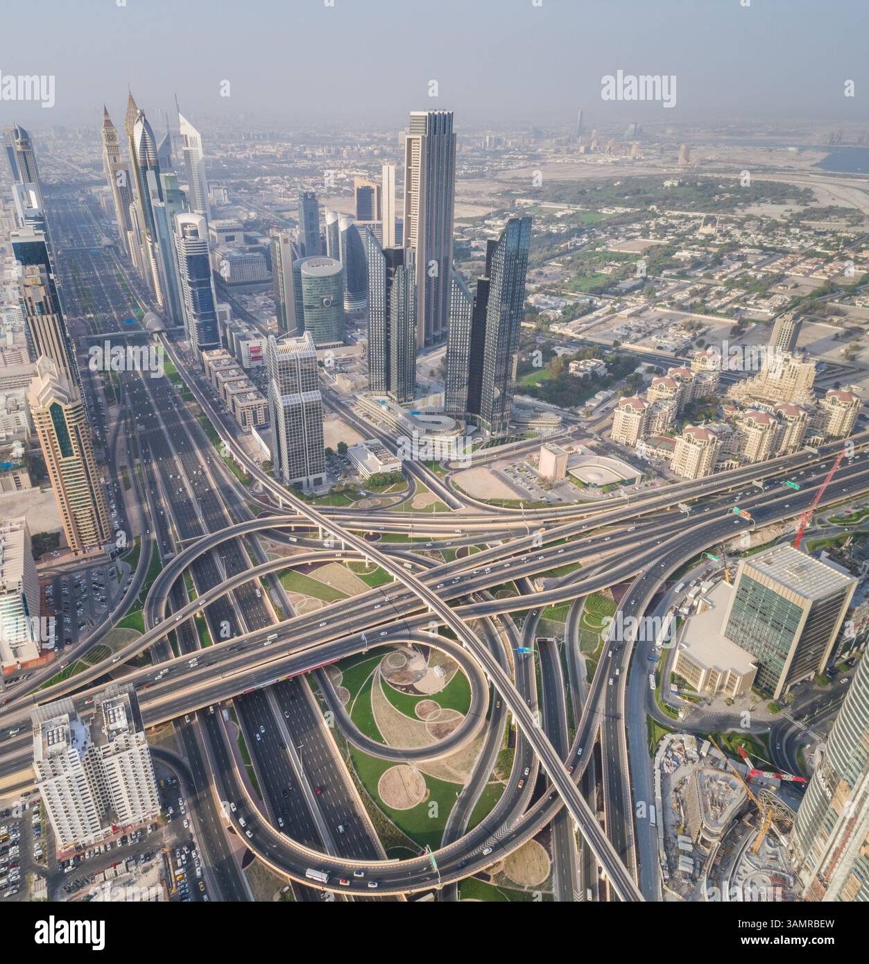 Aerial view of the traffic lanes in Dubai, U.A.E Stock Photo - Alamy