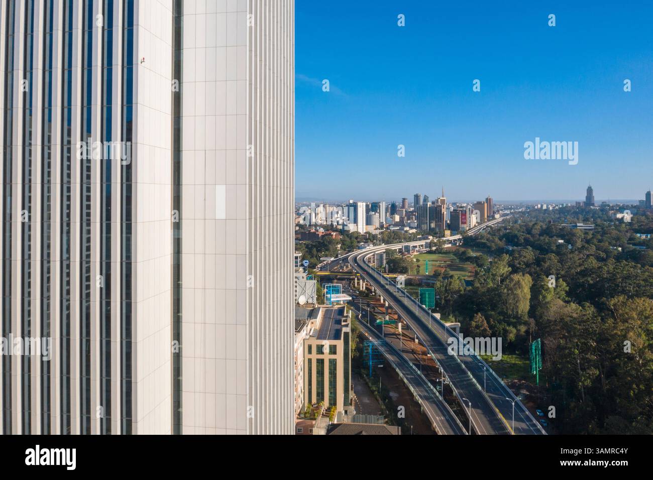 Aerial view of nairobi expressway with modern skyscrapers and vibrant ...