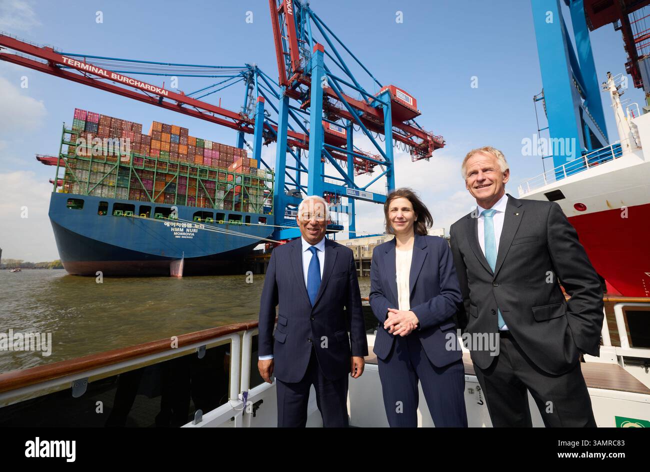 14 April 2025, Hamburg: António Costa (l-r), President of the European ...
