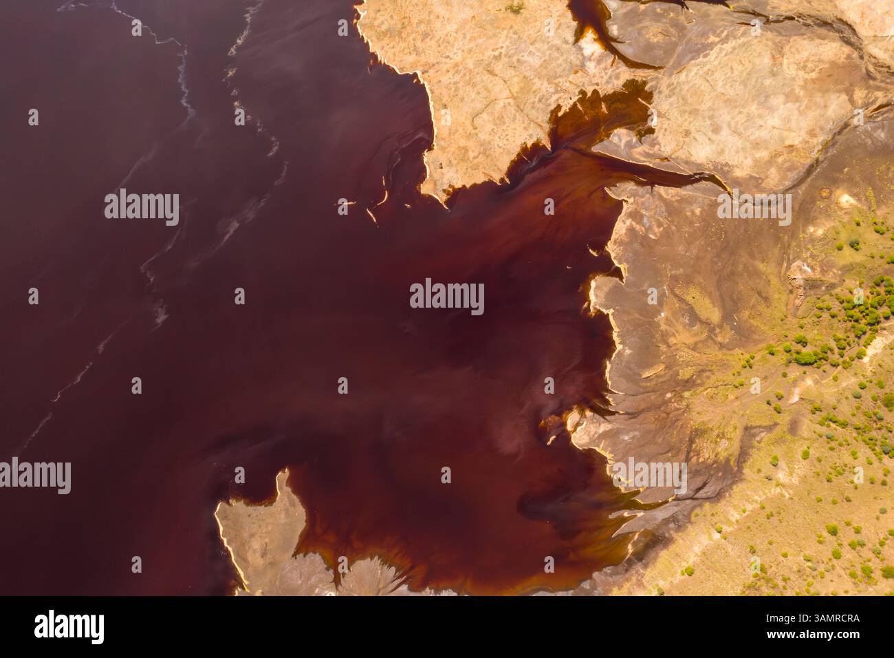 Aerial view of the breathtaking and serene Lake Magadi with colorful ...