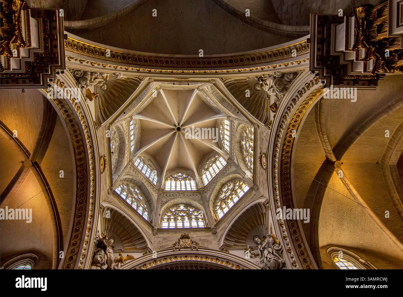 View of Interior of the Valencia Cathedral Roof and Arches, Spain Stock ...