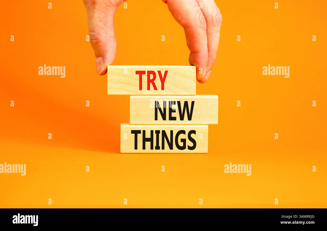 Try new things symbol. Concept words Try new things on beautiful wooden ...