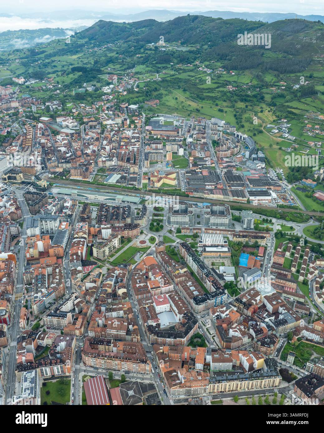 Aerial view of historic Oviedo City with beautiful medieval ...