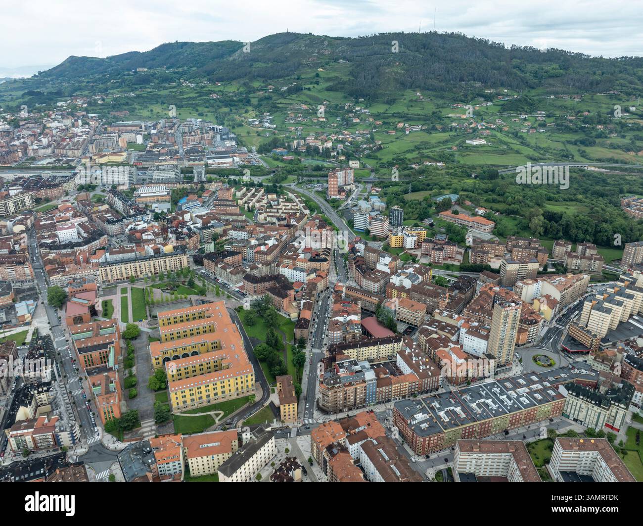 Aerial view of historic old town with beautiful medieval buildings and ...