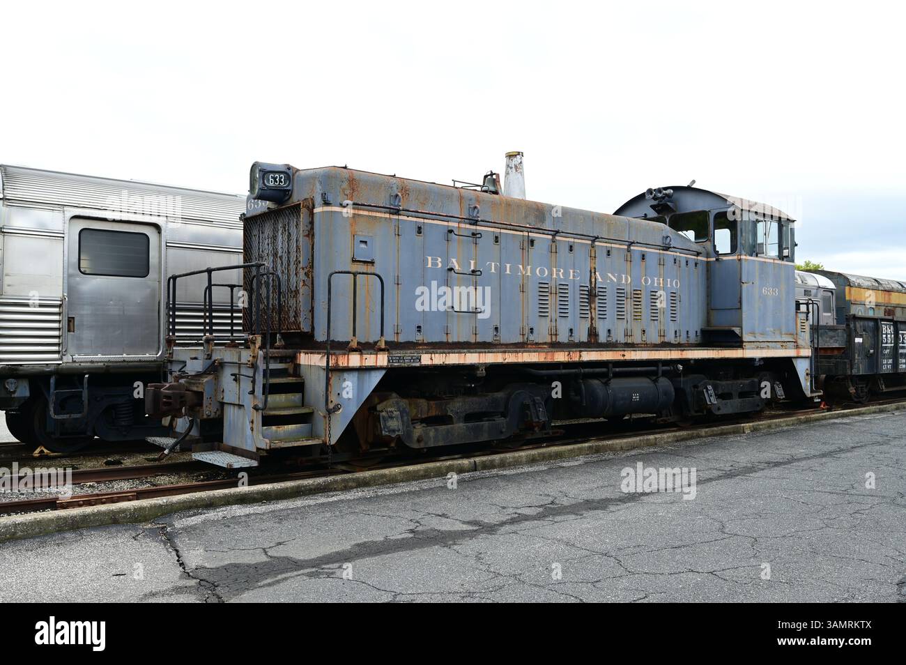 Rusty American diesel locomotives at the Baltimore and Ohio Railroad ...