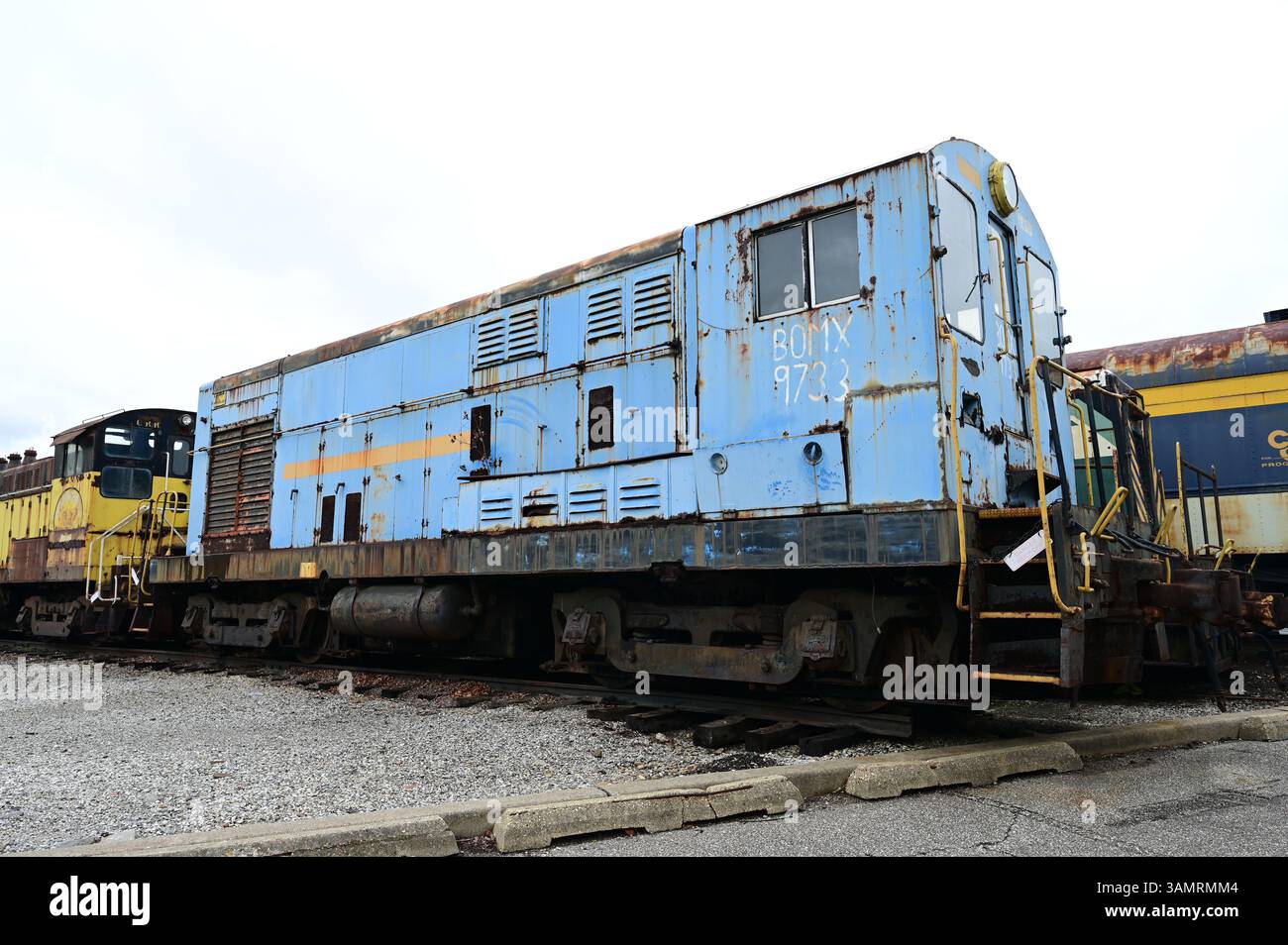 Rusty American diesel locomotives at the Baltimore and Ohio Railroad ...