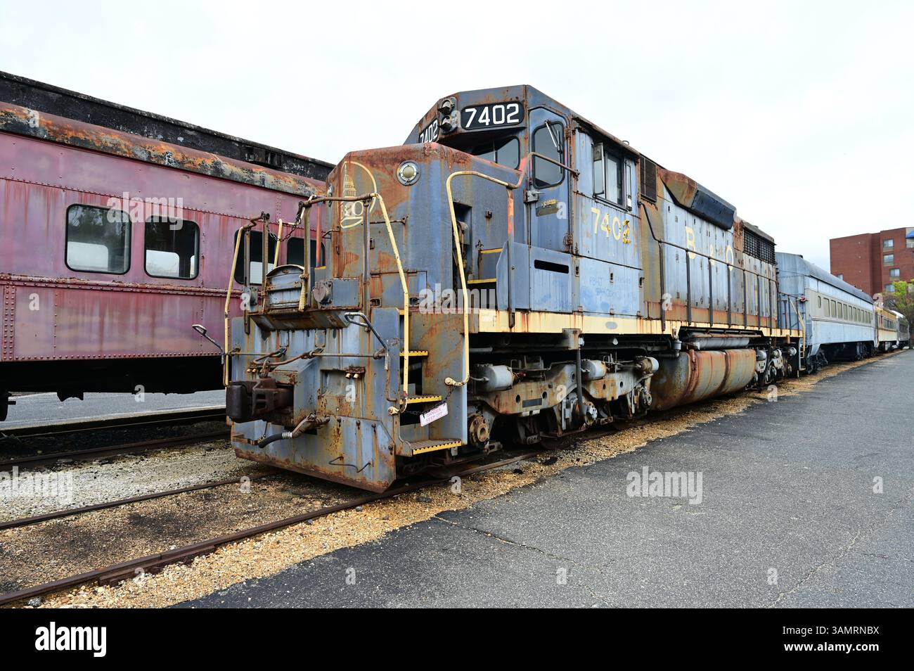 Rusty American diesel locomotives at the Baltimore and Ohio Railroad ...
