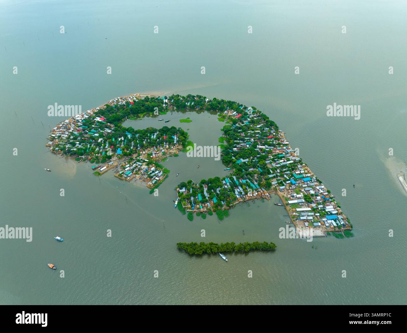 Aerial view of worst flood affected village, Nikli, Kishoreganj ...