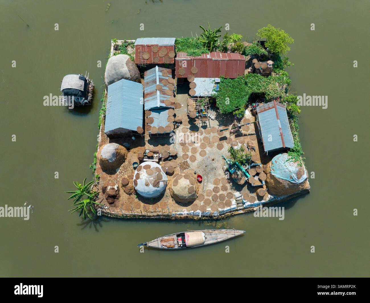 Aerial view of worst flood affected village, Nikli, Kishoreganj ...