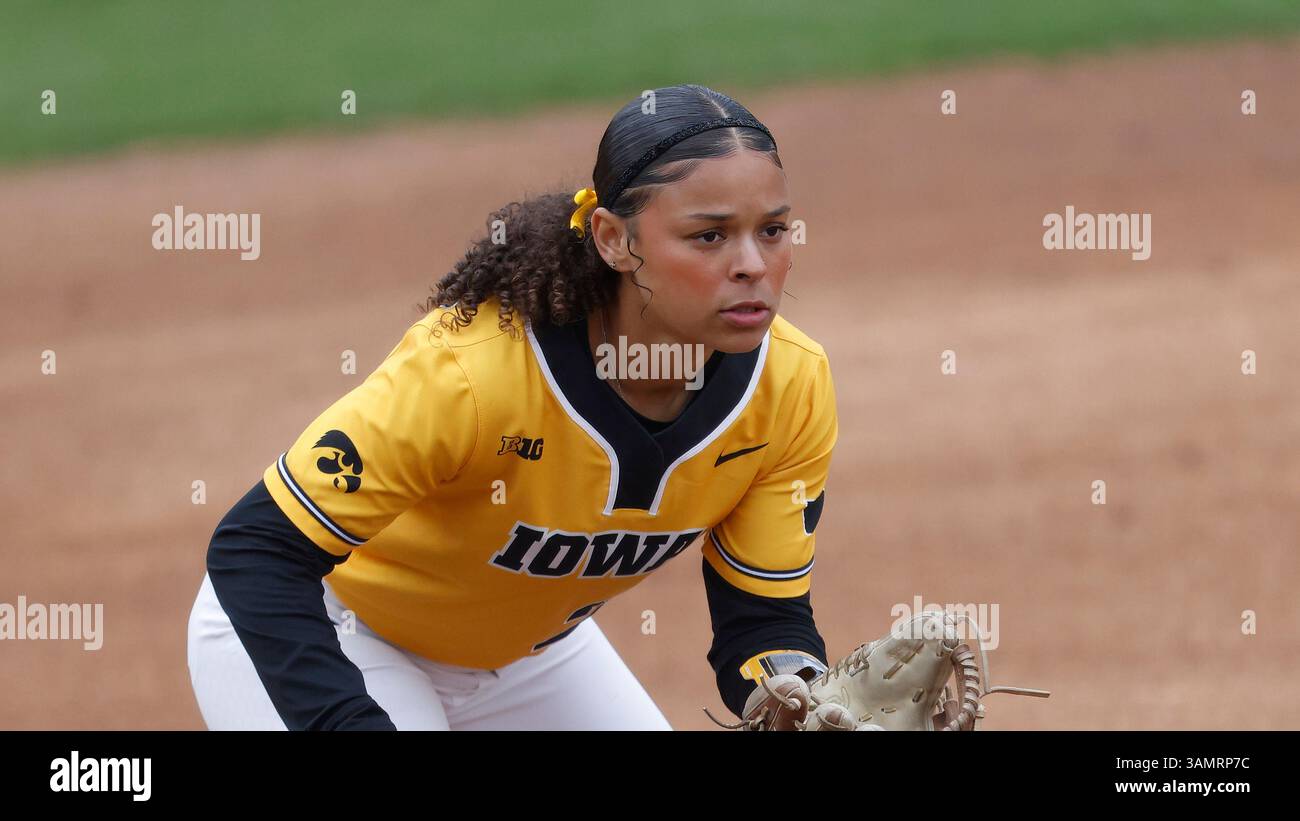 Iowa infielder Avery Jackson (28) during an NCAA softball game against ...